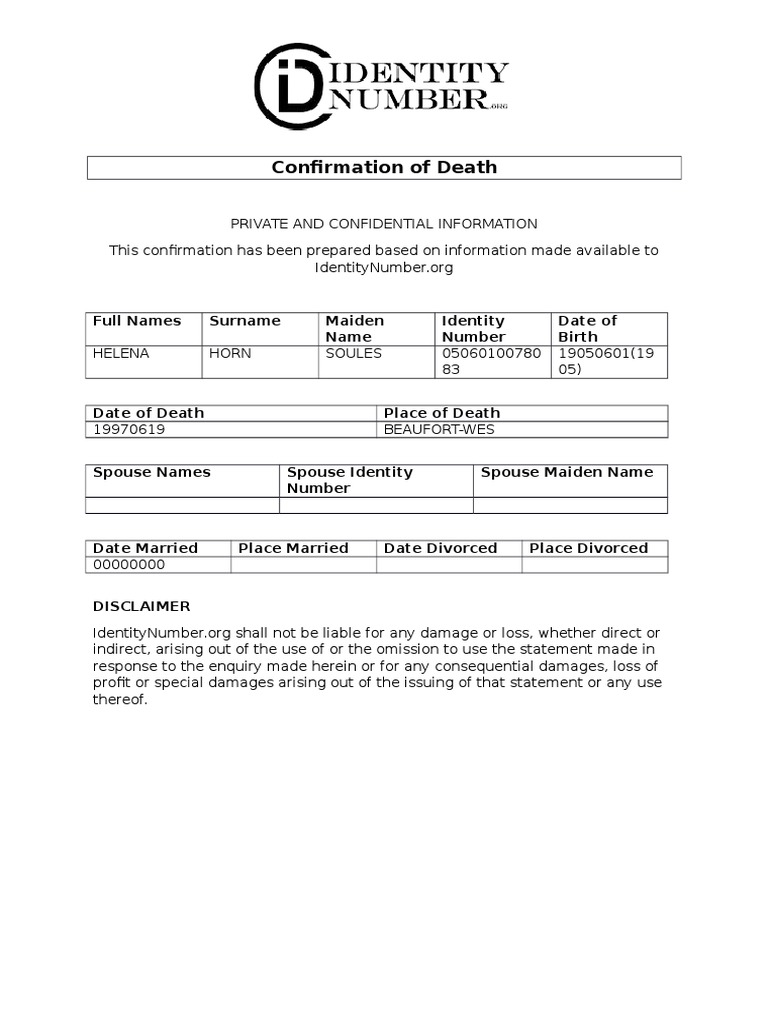 Confirmation of Death: Soules 1997 | PDF