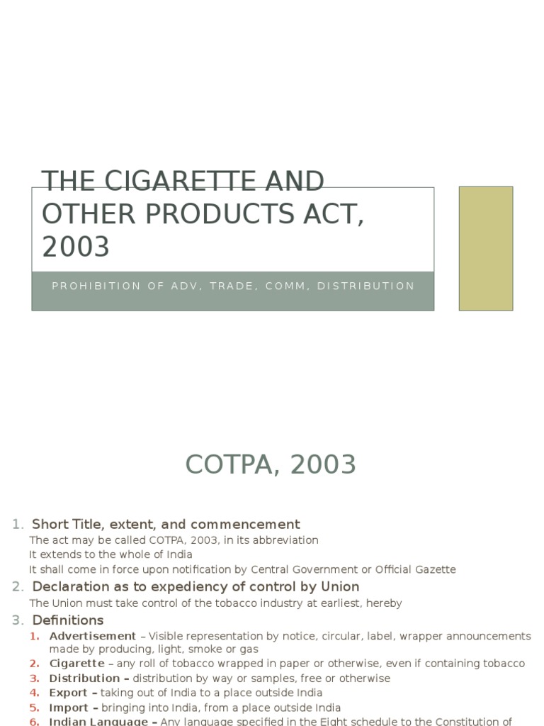 Cotpa 2003 | PDF | Cigar | Cigarette