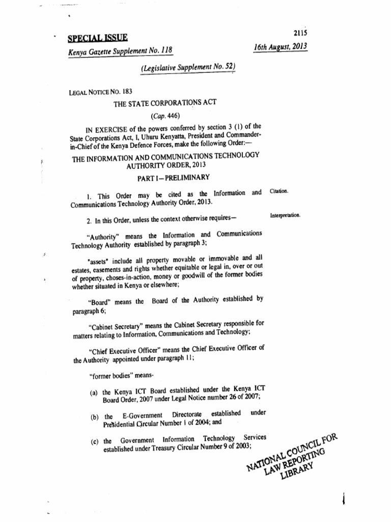 ICT Authority Legal Notice | Computer Data Storage | Information
