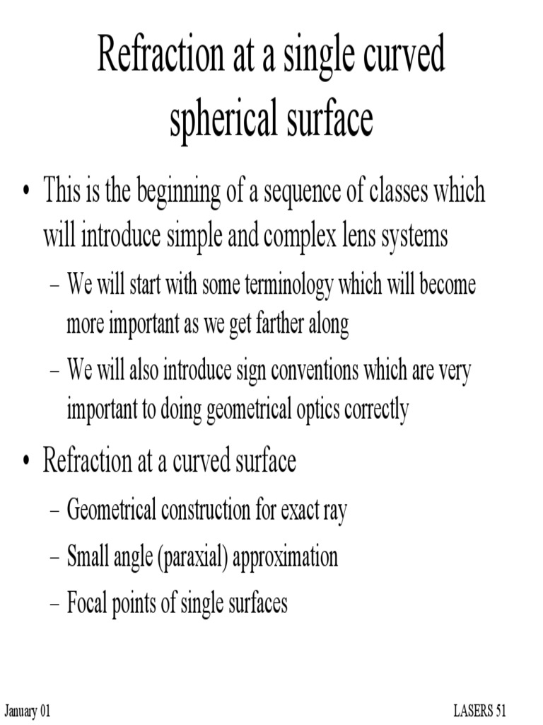 Refraction at Curved Spherical Surfaces | PDF | Optics | Lens (Optics)