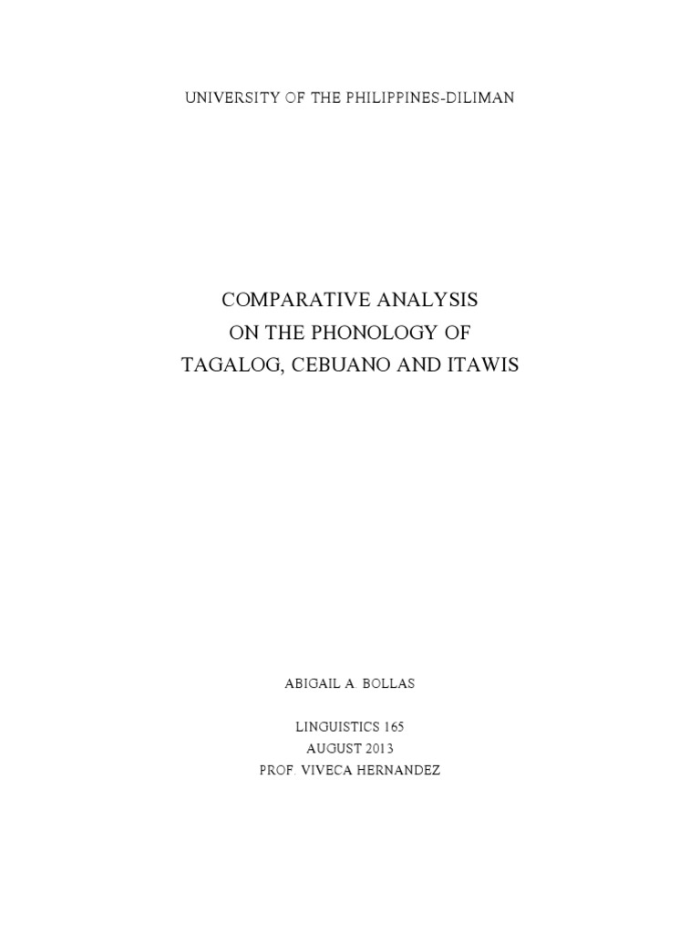 Phonology of Tagalog, Cebuano, and Itawis | PDF | Syllable | Languages