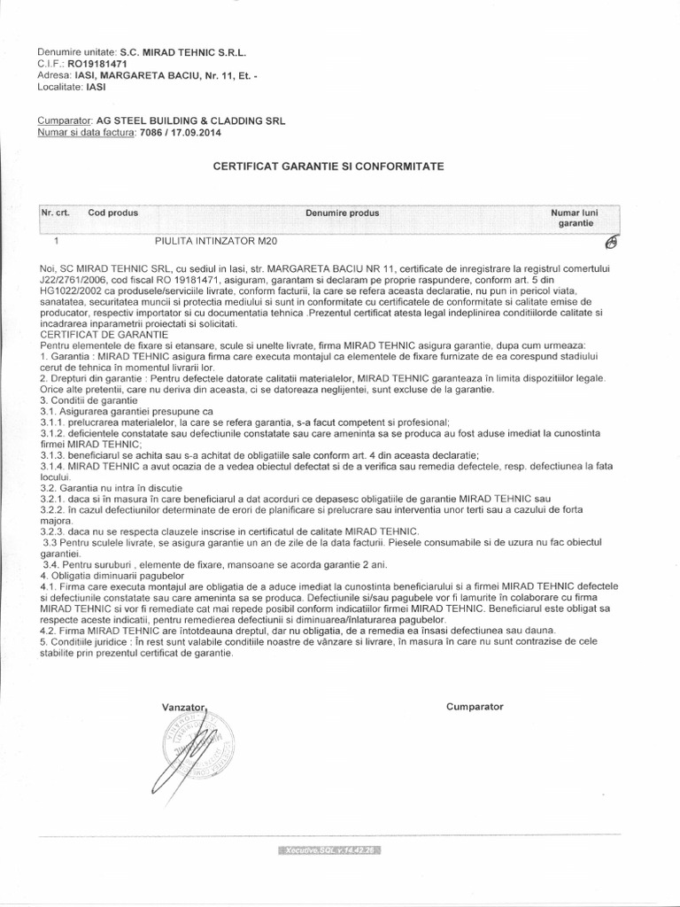 Certificat de Garantie | PDF