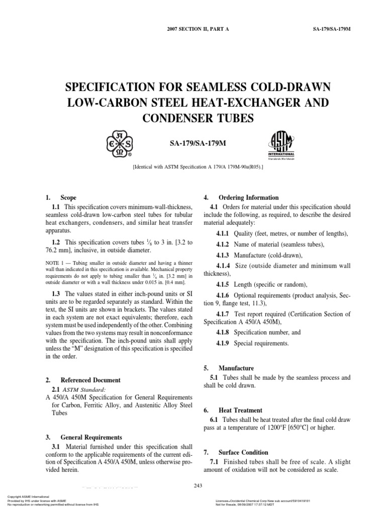 Asme Section II A Sa-179 Sa-179m | PDF | Heat Treating | Specification ...