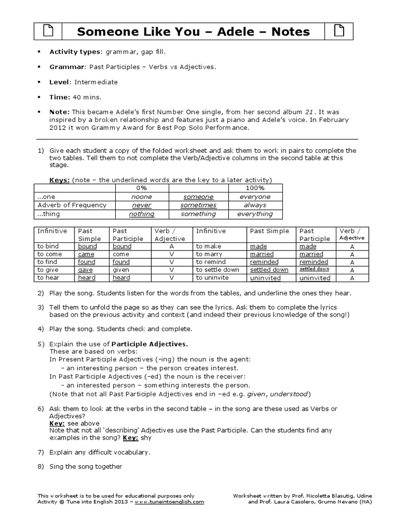 Adele - Someone Like You | PDF | Adjective | Verb