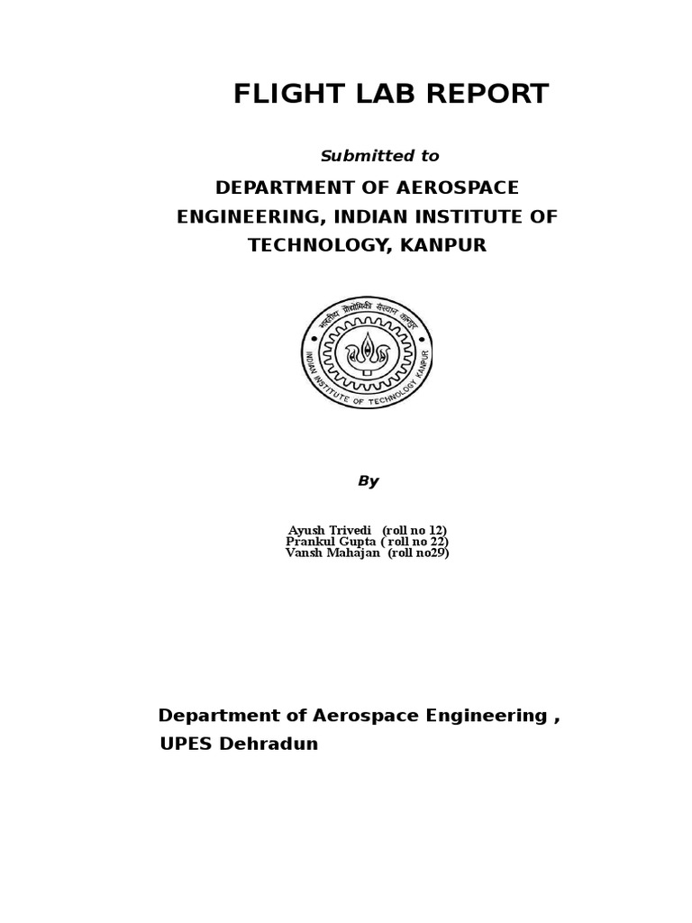 Flight Lab Report: Department of Aerospace Engineering, Indian ...
