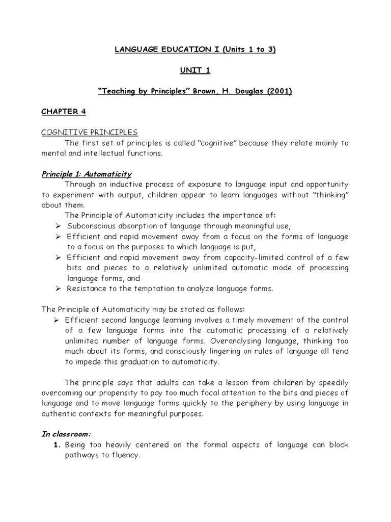 Cognitive Principles in Language Teaching | PDF | Second Language Acquisition | Motivation