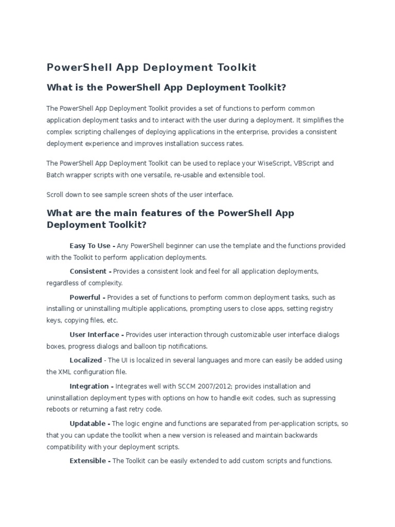 Powershell App Deployment Toolkit Pdf Command Line Interface Installation Computer Programs