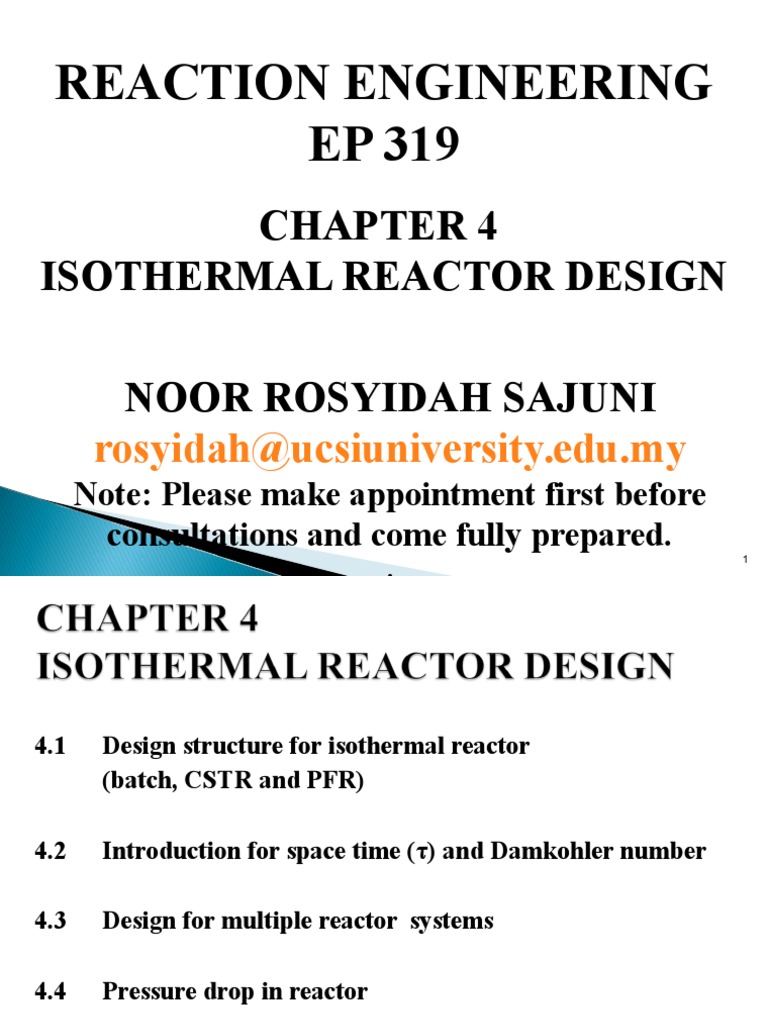 Chap 4 Isothermal Reactor Design (Student) | PDF | Stoichiometry | Chemical Equilibrium
