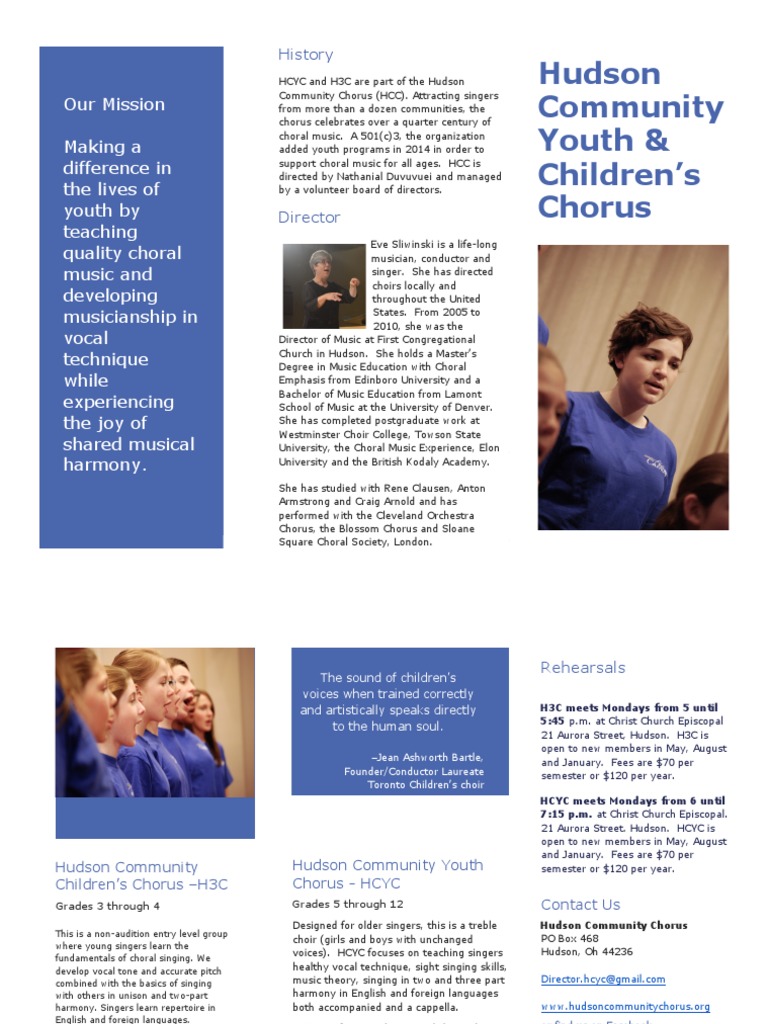 HCYC Brochure Revis. 7-17 | PDF | Singing | Choir