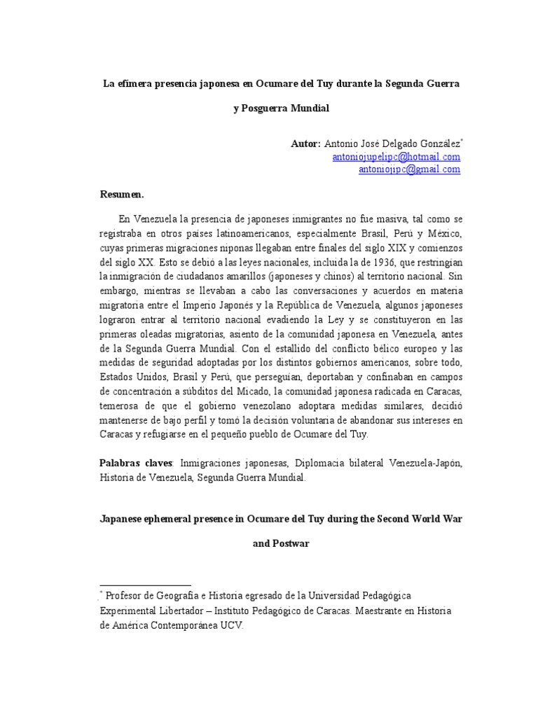 Presencia e Inmigración Asiática en Ocumare Del Tuy | PDF | Japón ...