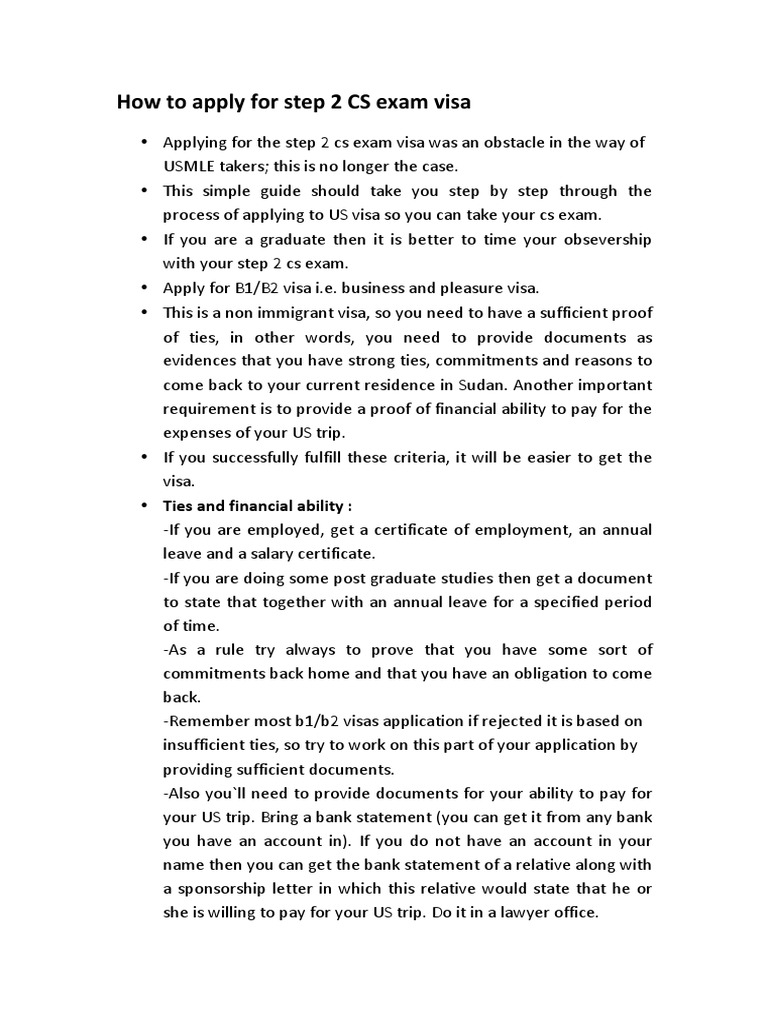 How To Apply For Step 2 Cs Exam Visa | PDF | Travel Visa | Test ...