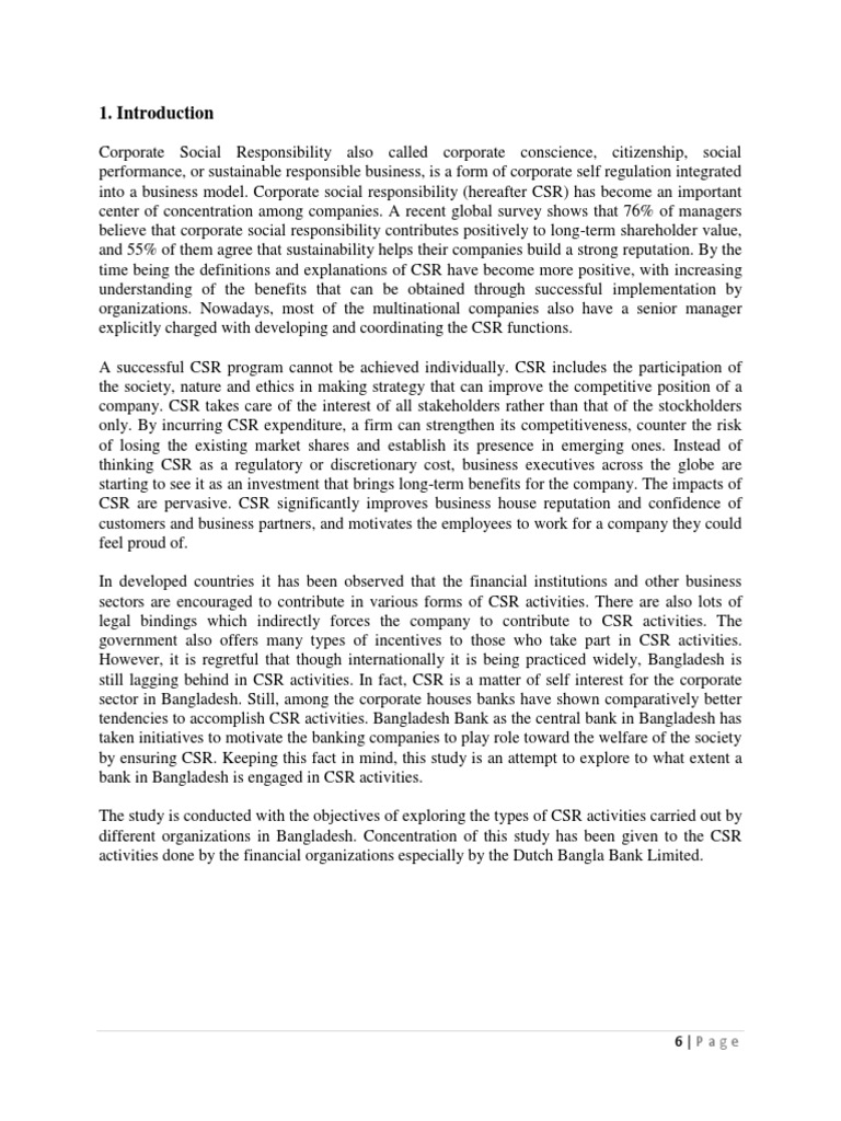 CSR in Bangladesh's Banking Sector | PDF | Corporate Social ...