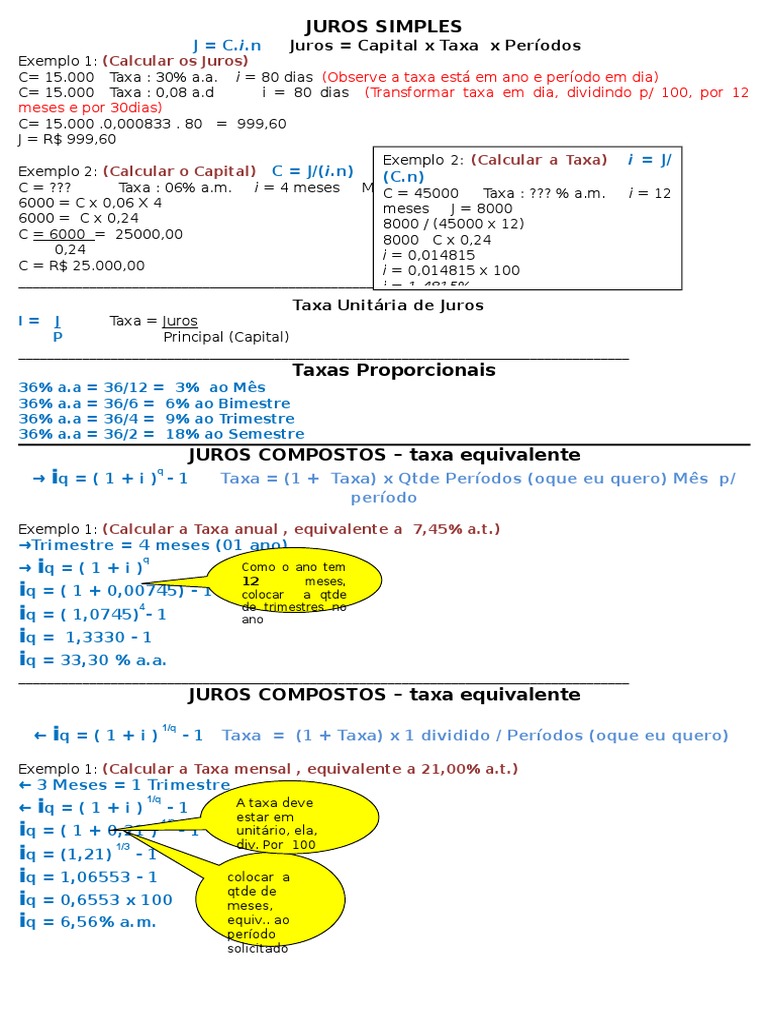 Fórmulas Matemática financeira | PDF | Distribuição da renda de fatores ...