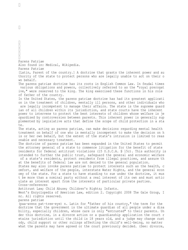 Paren Patriae | Legal Guardian | Common Law