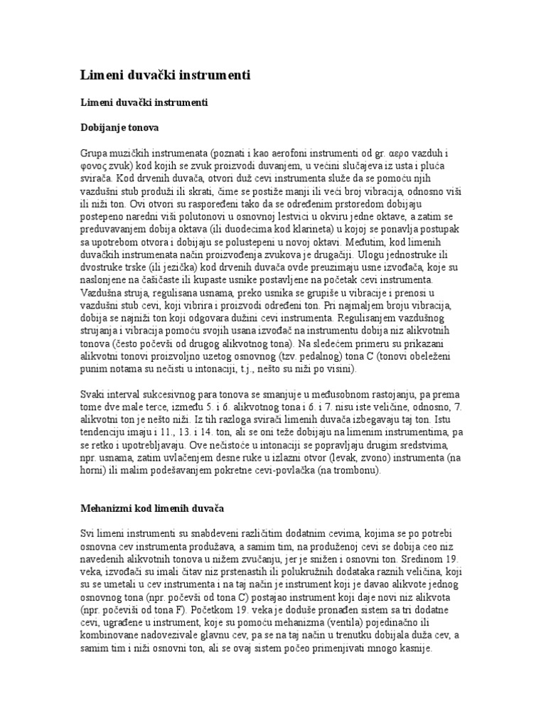 Limeni duvački instrumenti | PDF