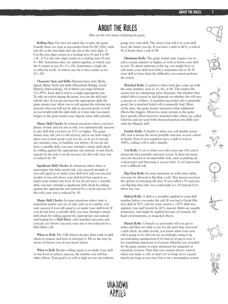 Unknown Armies Rules Summary | PDF | Dice | Gaming