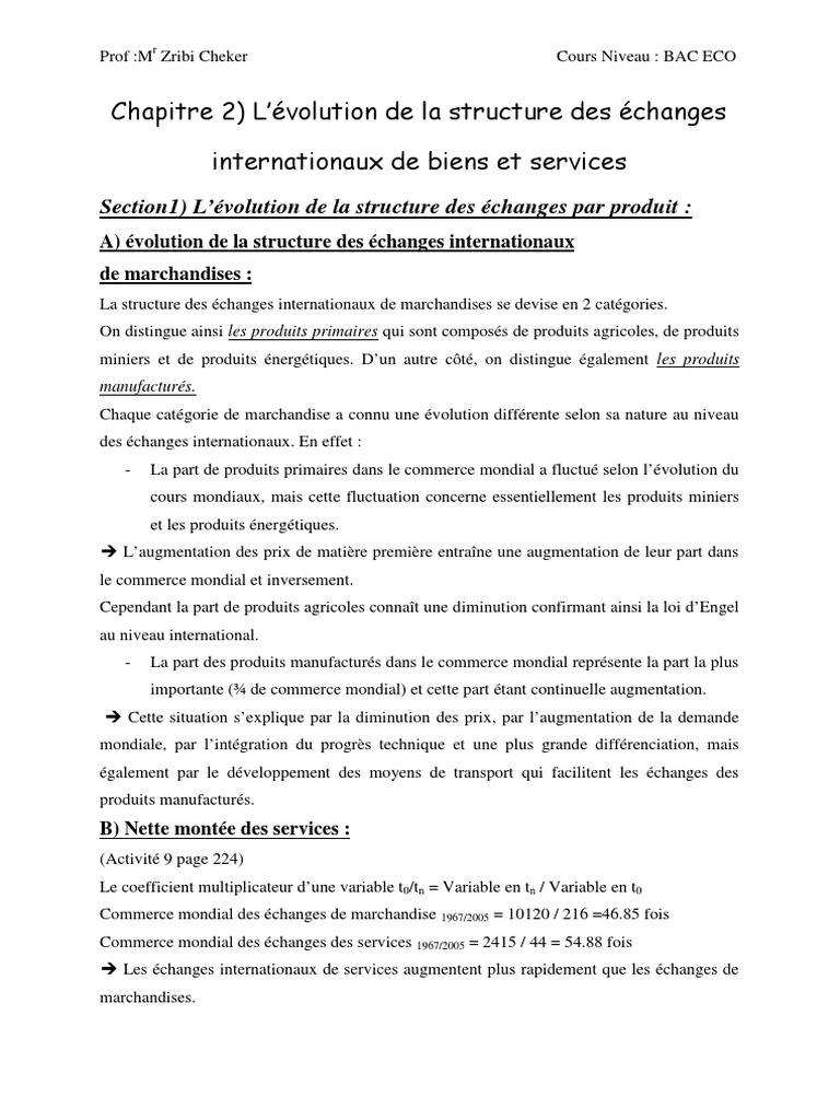 Évolution des échanges internationaux | PDF | Commerce | Échange ...