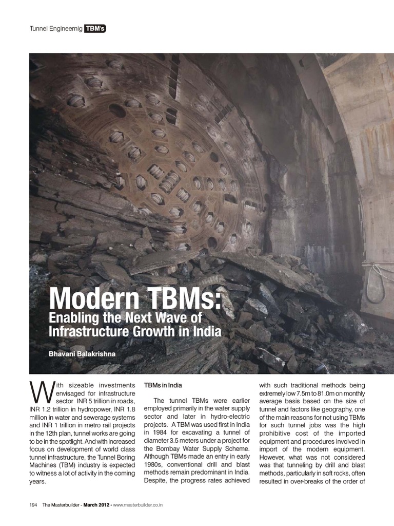 Modern TBM in India | PDF | Tunnel | Engineering