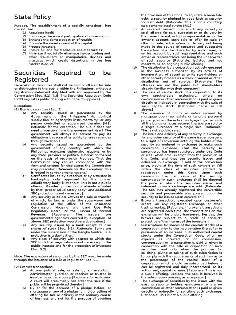 Securities Regulation Code | PDF | Insider Trading | Securities (Finance)