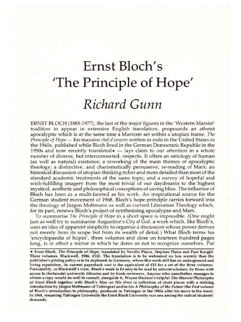 A Summary of "The Principle of Hope " | PDF | Marxism | Philosophical ...