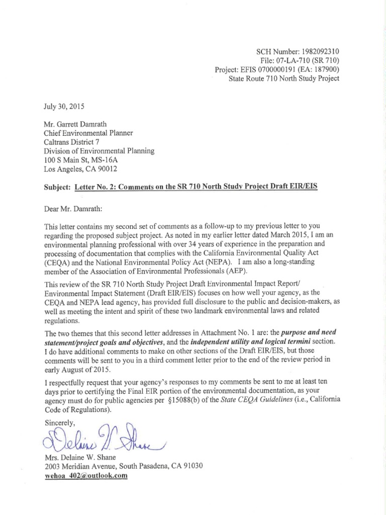 Delaine Shane Comment Letter | PDF