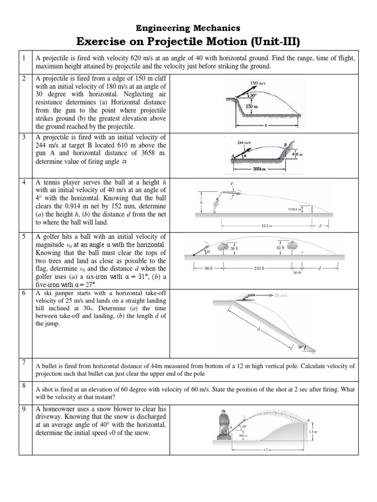 Engineering Mechanics (Projectile Motion) | PDF | Trajectory | Motion ...