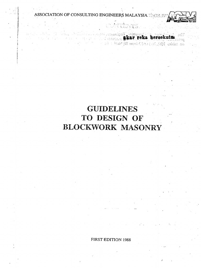 Guidelines To Design of Blockwork Masonary | PDF