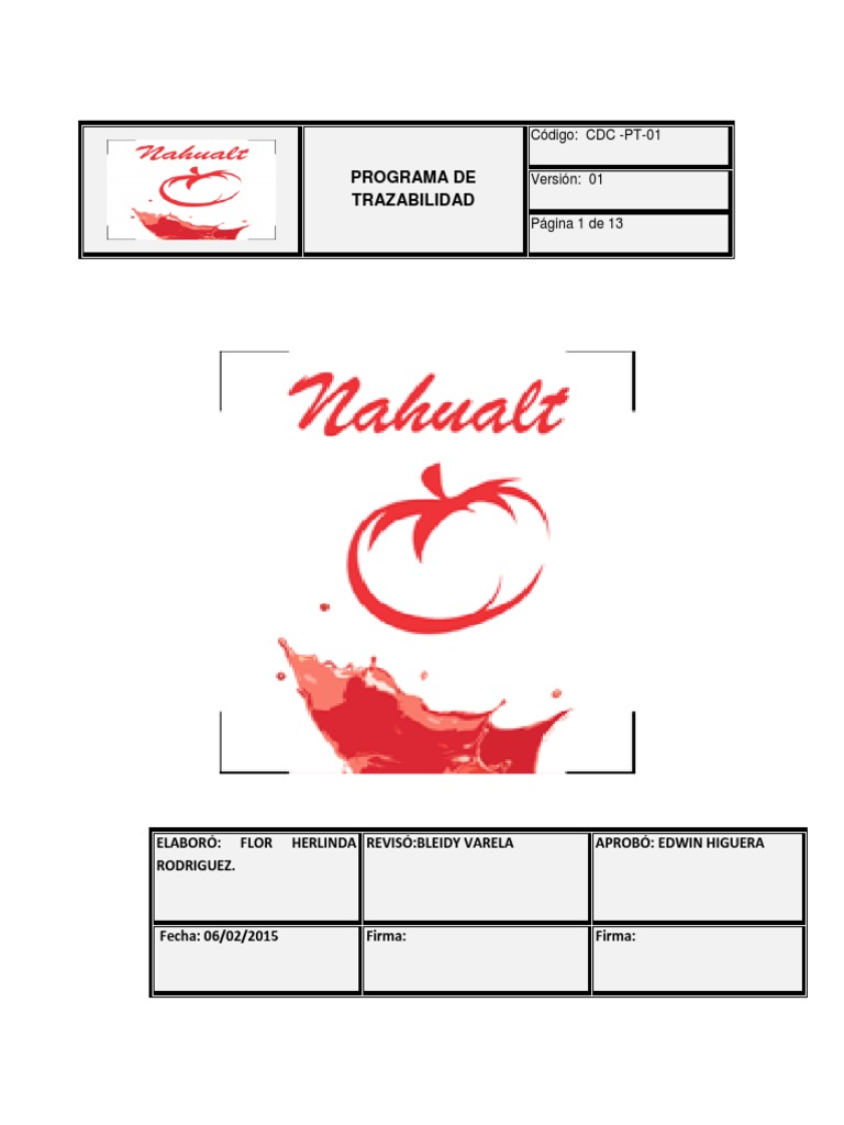 Programa de Trazabilidad PDF | PDF | Alimentos | Business
