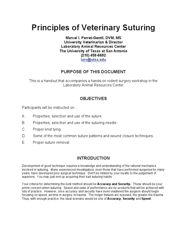 Principles of Veterinary Suturing | PDF | Surgical Suture | Knot