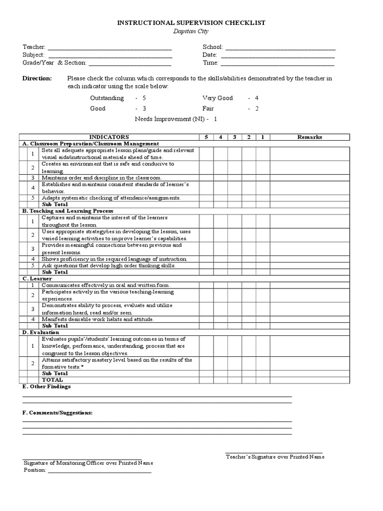 Classroom Observation Revised | PDF
