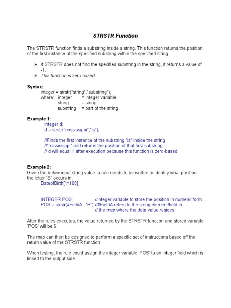 STRSTR Function | PDF | Function (Mathematics) | String (Computer Science)