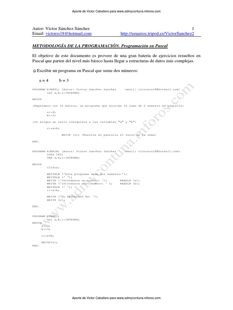 Ejercicios de Programacion en PASCAL | PDF | Tetraedro | Celsius