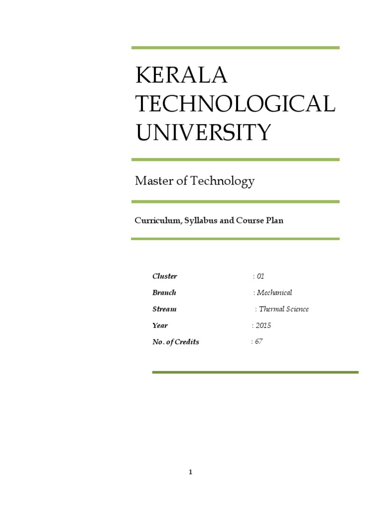 KTU Thermal Science Mtech Draft Syllabus | PDF KTU Thermal Science Mtech Draft Syllabus | PDF