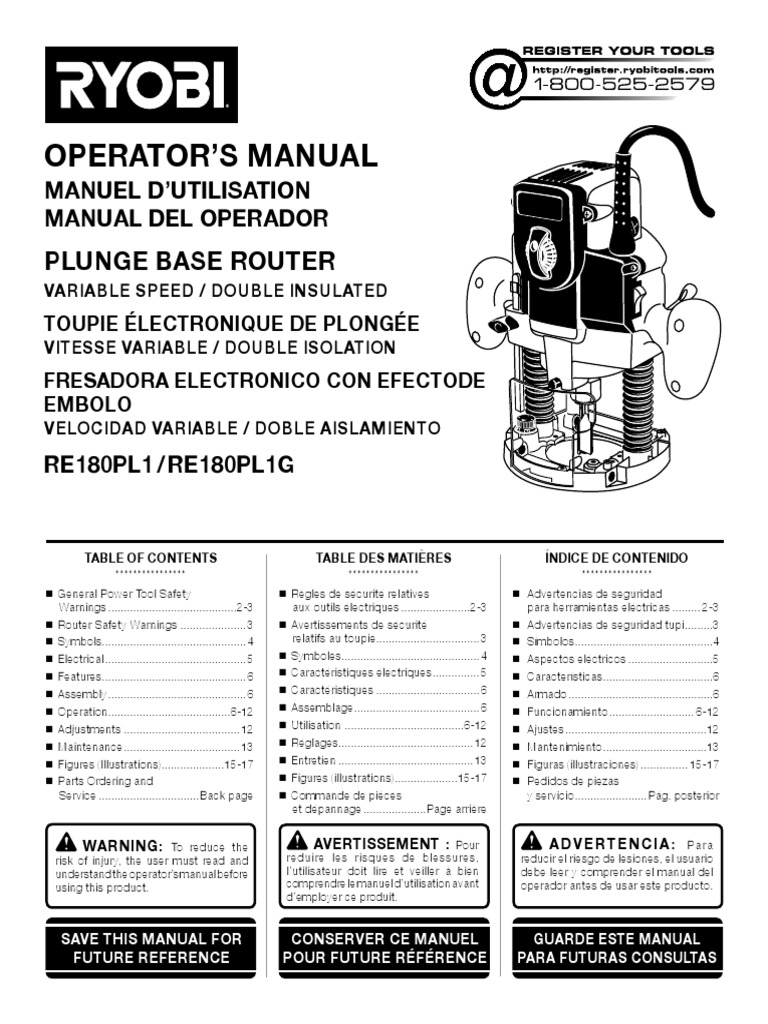 Ryobi Manual Router | Download Free PDF | Isolateur (Électricité) | Verrou