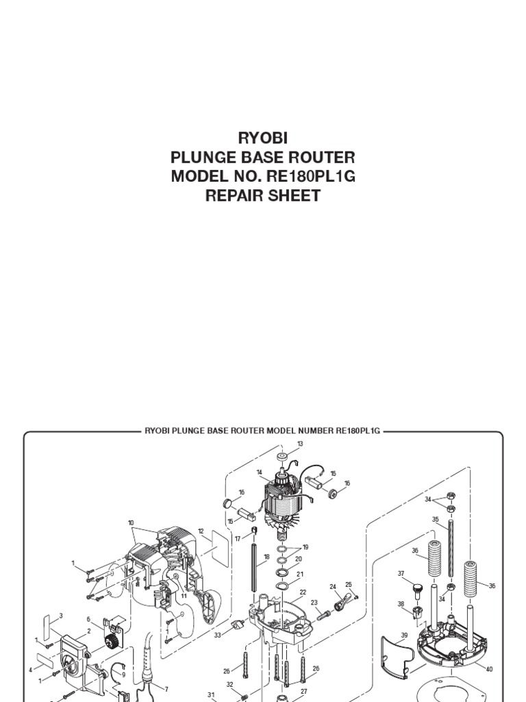 Ryobi RE180PL1G Router Repair Guide | PDF | Technology & Engineering