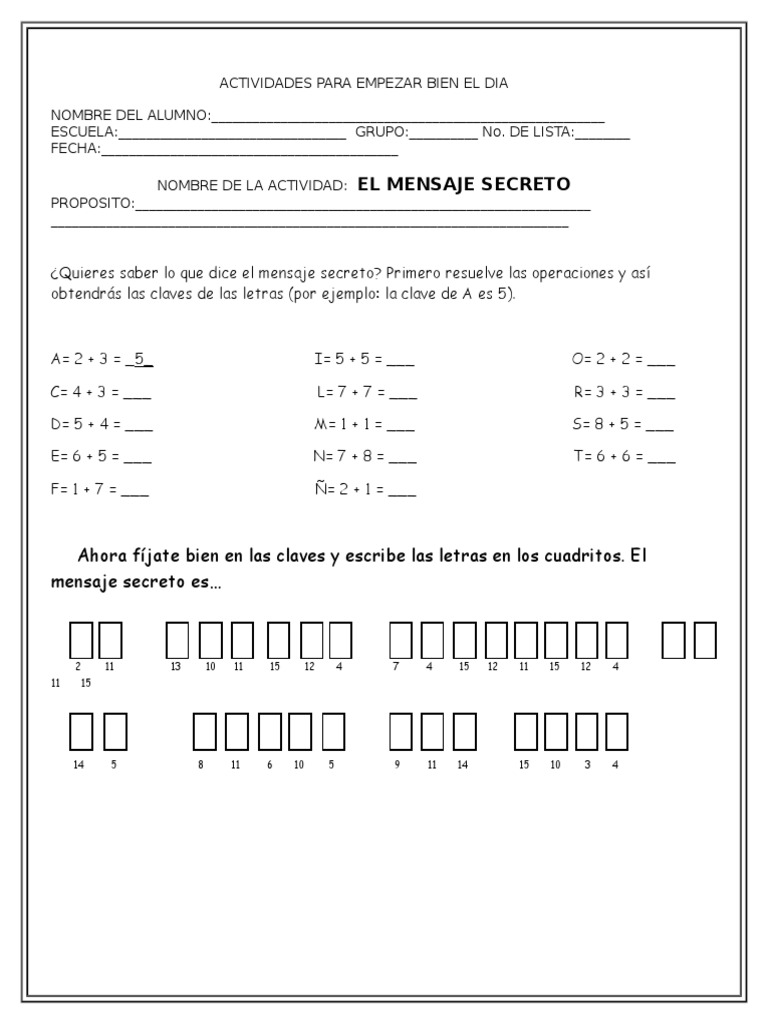 Actividades para Empezar Bien El Dia | PDF
