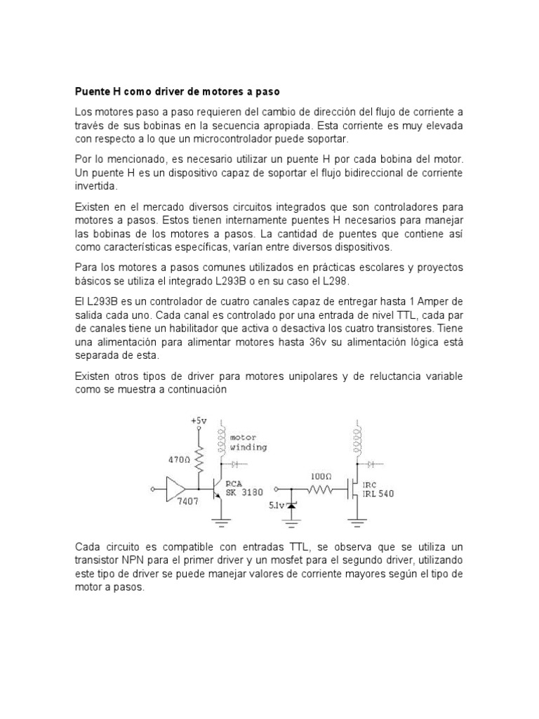 Modos de Operación Para El Motor a Pasos | PDF | Transistor | Inductor