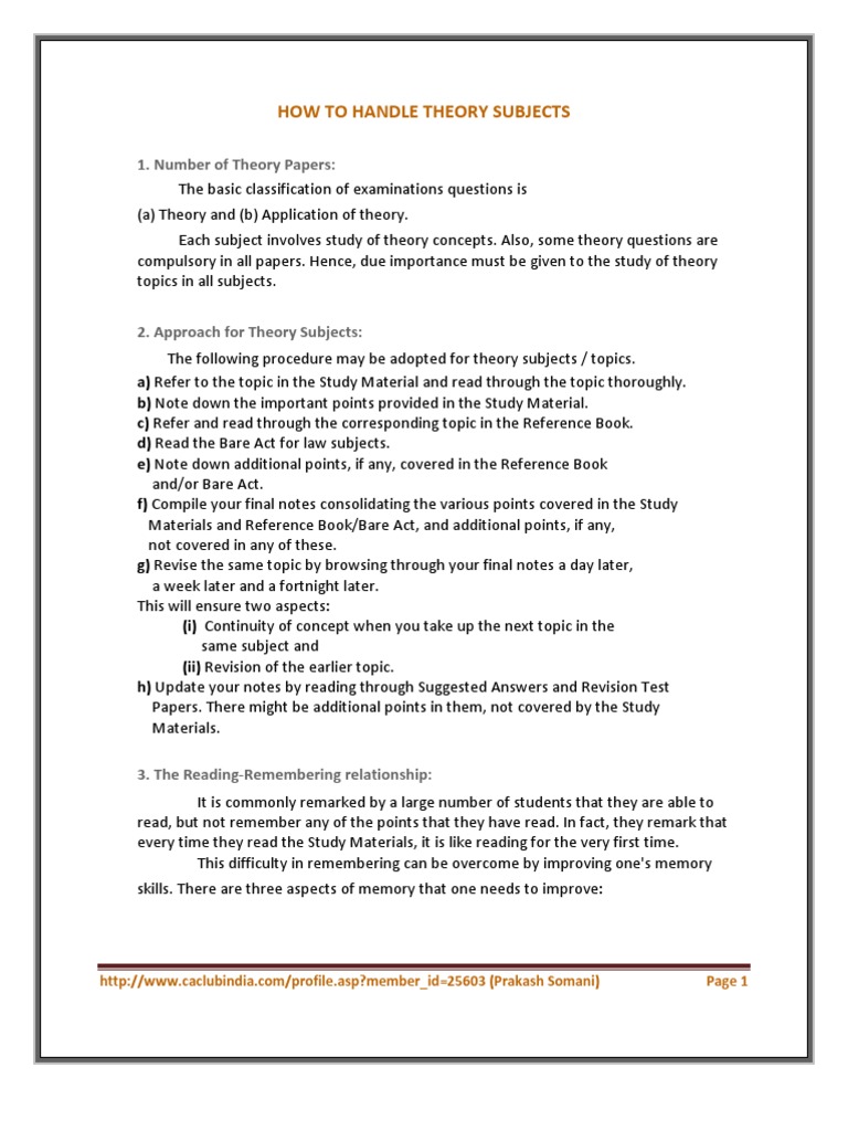Strategies for Studying Theory Subjects | PDF | Test (Assessment) | Memory