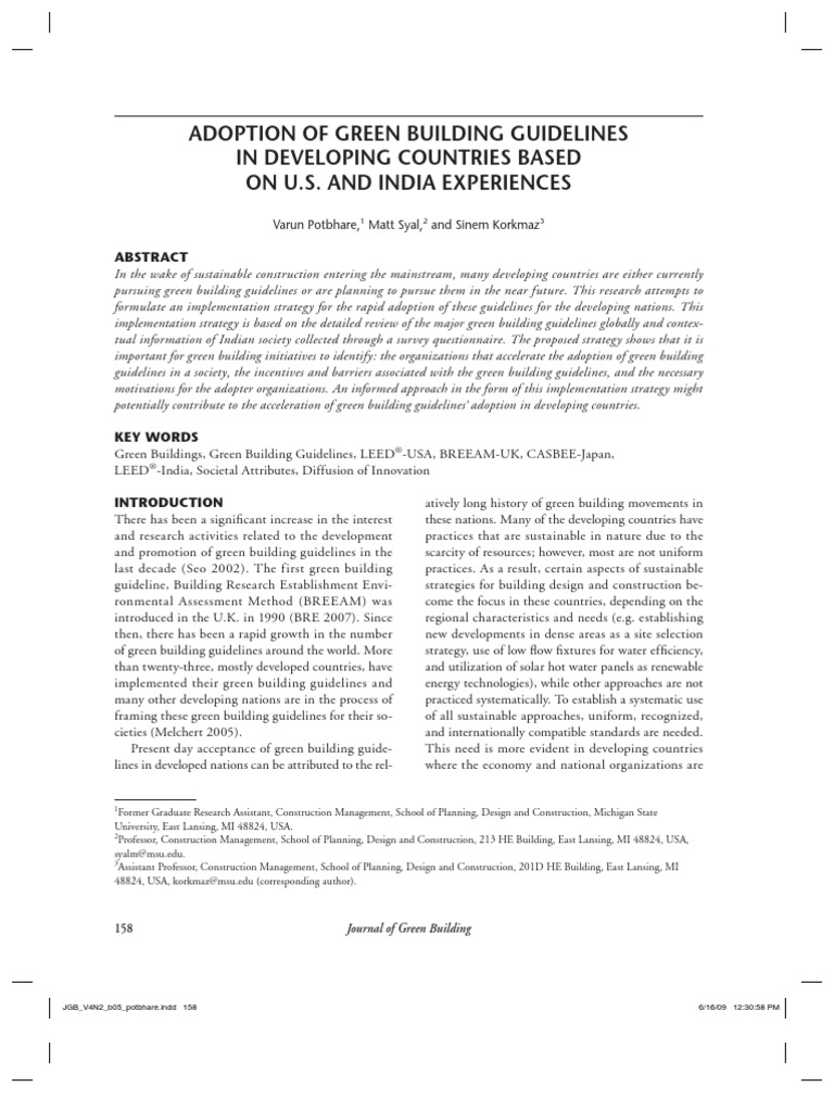 Adoption of Green Building Guidelines in Developed Countries Based On U ...