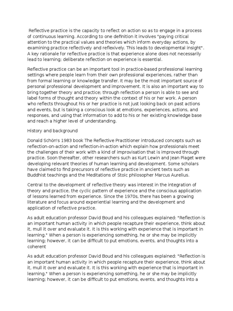 Reflective practice and continuous learning | PDF | Reflective Practice ...
