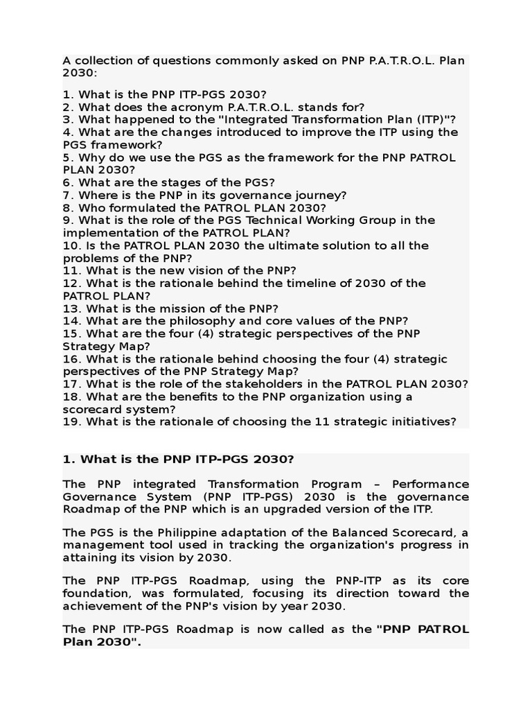 A Collection of Questions Commonly Asked on PNP P | Police | Governance
