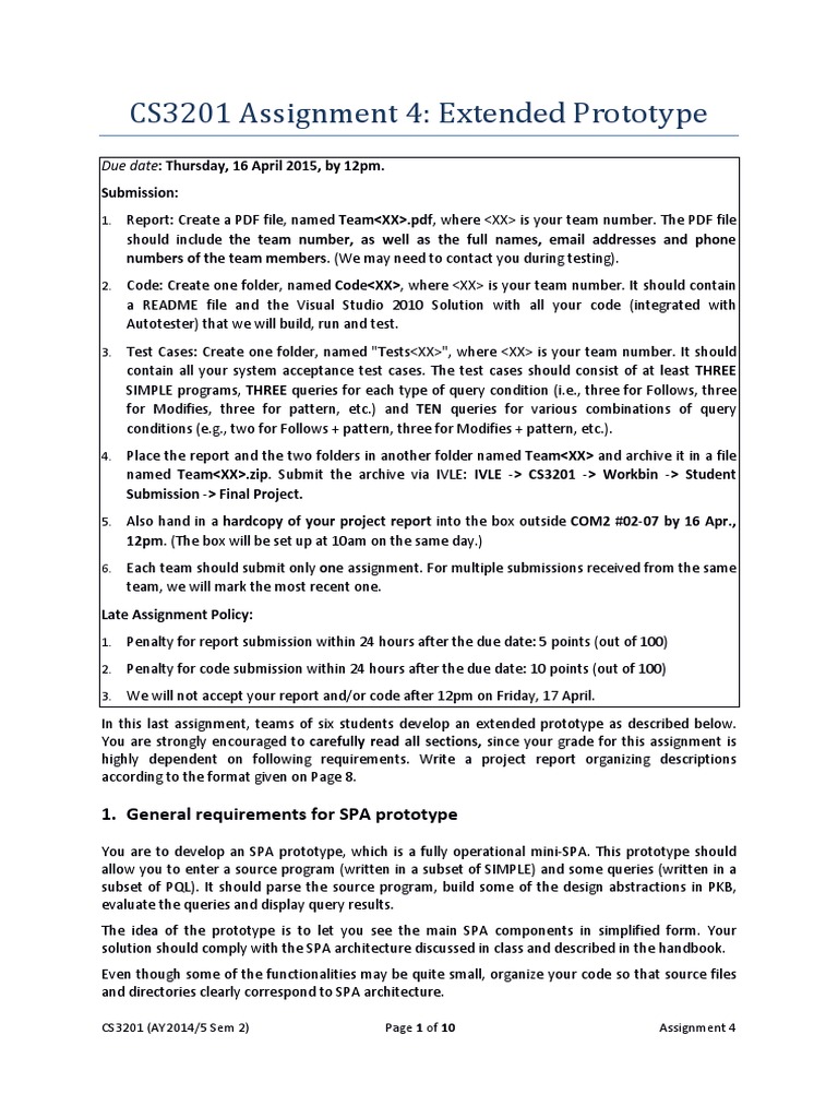 CS3201 Assignment 4: Extended Prototype: 12pm. Submission | PDF ...
