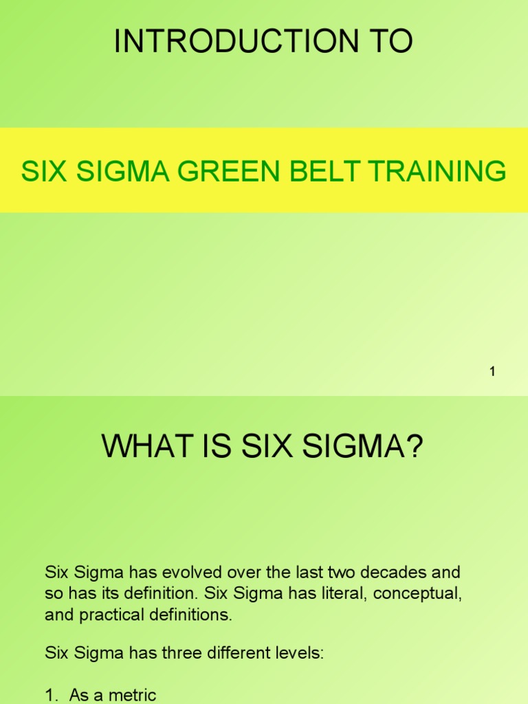 6 Sigma Green Belt Introduction English | PDF | Six Sigma | Business ...