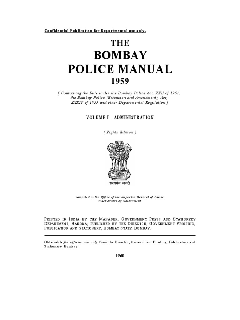 Bombay Police Manual I | PDF | Inspector | Police