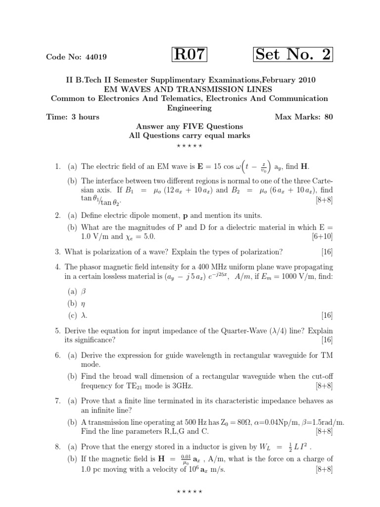 07a4ec10-Em Waves and Transmission Lines | PDF | Transmission Line ...