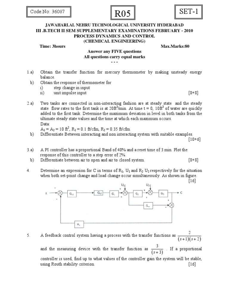 r05320803 - Process Dynamics & Control | PDF | Control Theory | Control ...