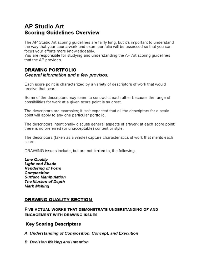 Scoring Guidelines For Drawing | PDF | Composition (Visual Arts) | Drawing