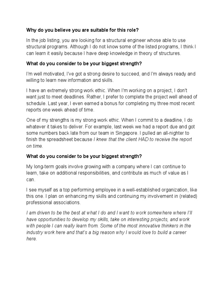 Why Do You Believe You Are Suitable For This Role? | PDF | Employment ...