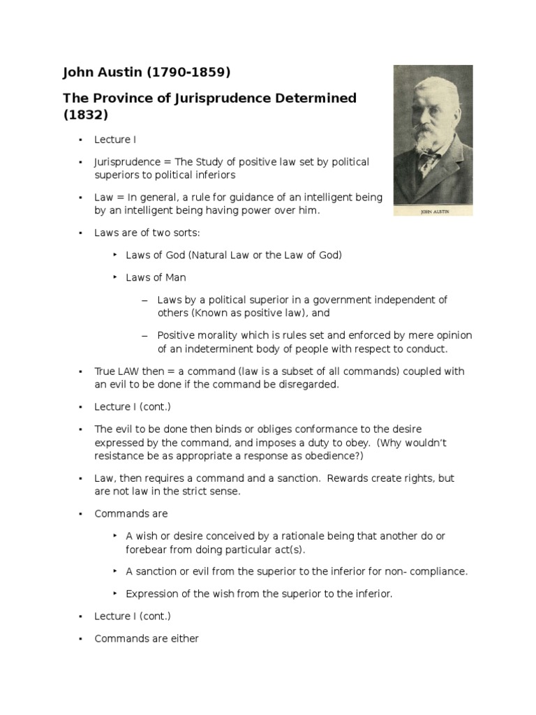 John Austin (1790-1859) The Province of Jurisprudence Determined (1832 ...
