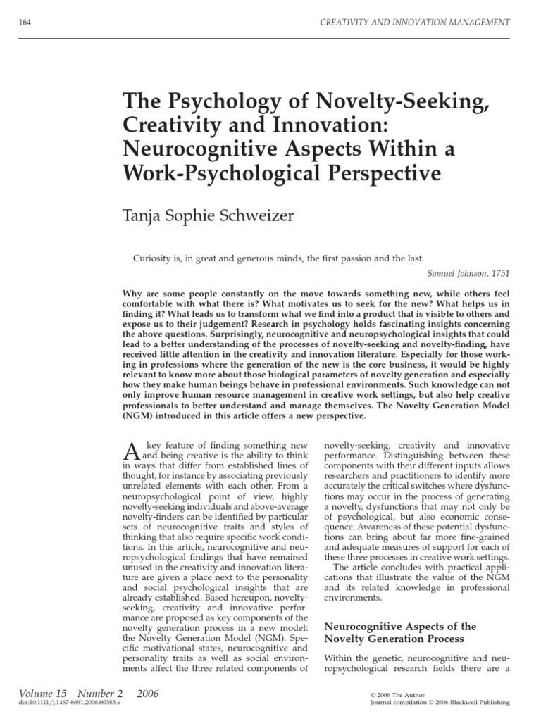 The Psychology of Novelty Seeking 2 | PDF | Creativity | Curiosity